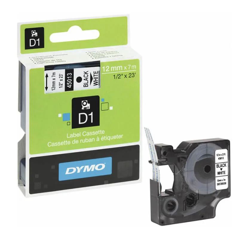 Dymo Label Printer Tape D1 12mm x 7m Black on White • Devices Technology Store